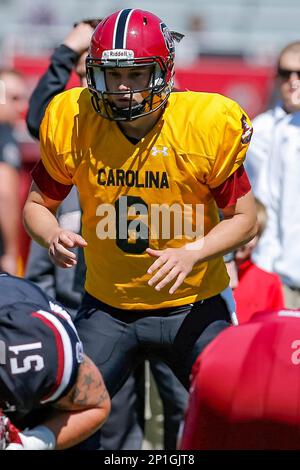 Apr 09, 2016: Team Garnet linebacker Sherrod Pittman (9) eyes his ...