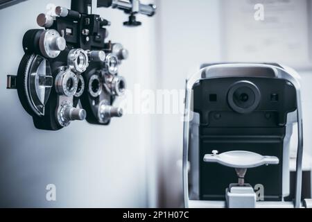 Optometry equipment for measuring intraocular pressure, etc Stock Photo ...