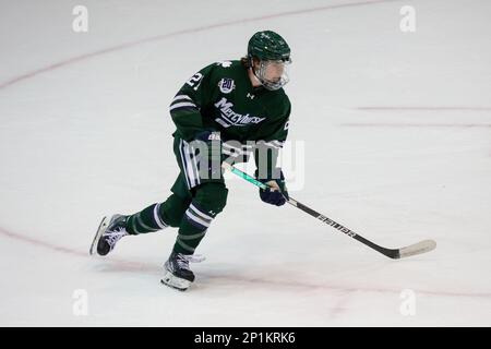Mercyhurst forward Mickey Burns (21) skates against the Bowling Green ...