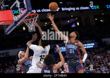 Oklahoma City Thunder guard Aaron Wiggins (21) during an NBA basketball game against the ...