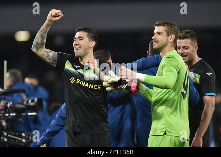 Alessio Romagnoli (SS Lazio) under the away fans at the end of the ...