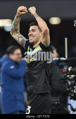 Alessio Romagnoli (SS Lazio) under the away fans at the end of the ...
