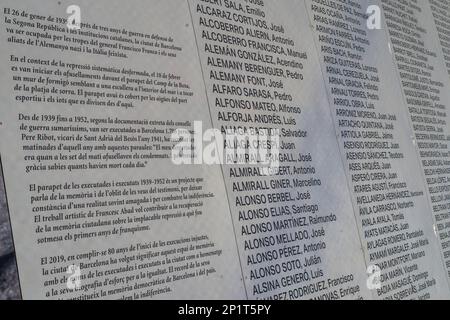 Memorial for those executed during the Franco dictatorship in Barcelona ...