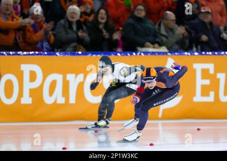 Femke Kok of Netherlands competes during the women's 1000 meters at the ...