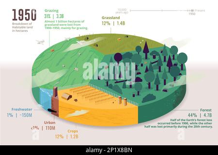 Earth's surface by type, infographic chart Stock Photo - Alamy