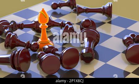 Chess bishop figure on chess board, 3D illustration Stock Photo - Alamy
