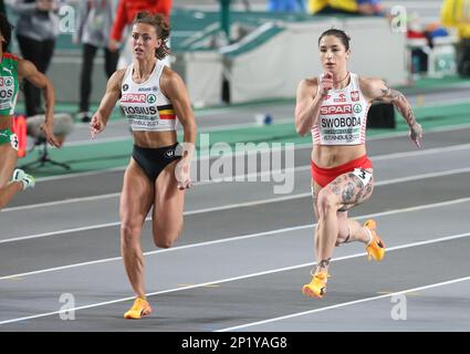 Istanbul, Turkey, 3 March 2023. Rani Rosius of Belgium reacts in 60m ...