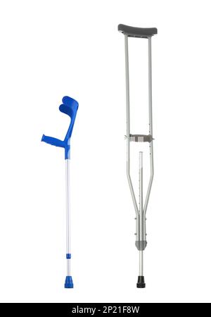 Two different crutches on white background, collage Stock Photo - Alamy