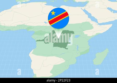 Map illustration of Congo with the flag. Cartographic illustration of ...
