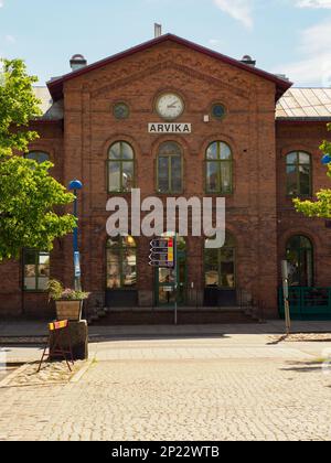 Arvika, Sweden -June, 2021: Exterior view of the Arvika train station ...