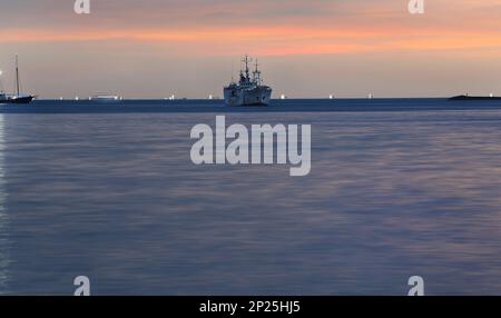 Training ship Admiral Tomas Cloma anchored in Manila Bay Philippines ...
