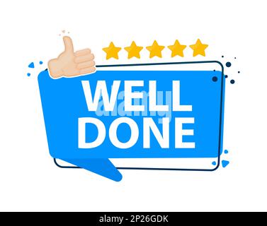 Well done blue label, sign. Vector illustration Stock Vector Image ...