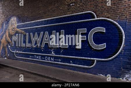 General view of the Millwall FC mural before the Sky Bet Championship ...