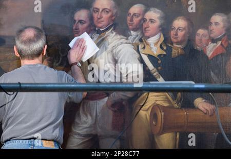 Larry Keck, a conservator with Olin Conservation, and David Olin, owner ...