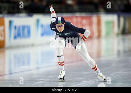 HERENVEEN - Vanessa Herzog (AUT) in action on the 500 meters during the ...