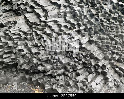 Amazing Basalt Rock Structures At Endless Black Beach Of Iceland Stock ...