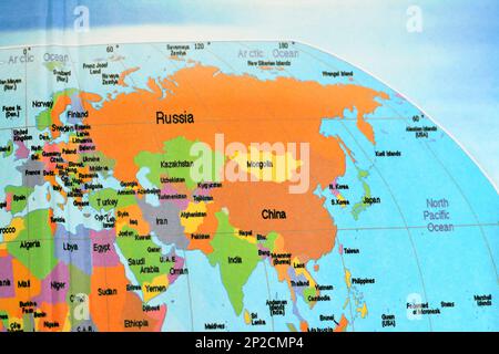 Asia and Part of Africa continents with Russia, China, North, South ...