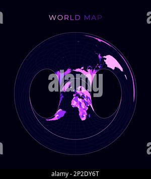 World Map. Hammer projection. Digital world illustration. Bright pink ...