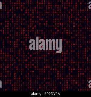 Matrix background. Red filled binary background. Small sized seamless pattern. Vibrant vector ...