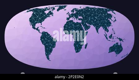 Network map of the world. Hyperelliptical projection. World Network ...