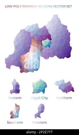 Low poly map of Rwanda. Geometric illustration of the country. Rwanda ...