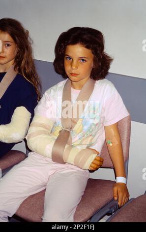 Girl With Arm In Plaster And Cannula with Intravenous Drip In Hand at ...
