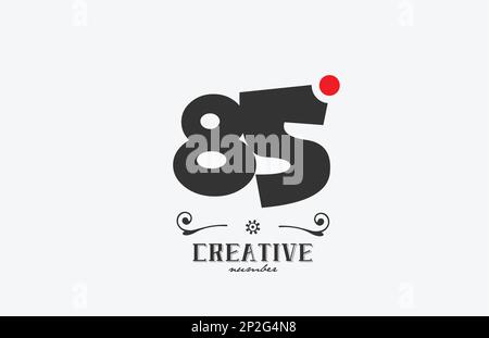 85 number logo with red white lines and dots. Corporate creative ...