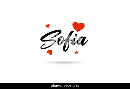 Sofia european city typography text word with love style. Hand ...