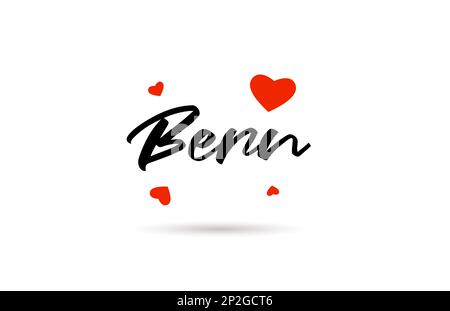 Bern european city typography text word with love style. Hand lettering ...