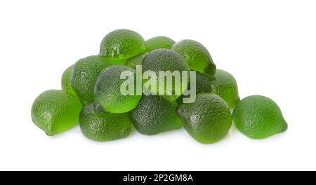Pile of delicious gummy lime candies on white background Stock Photo ...