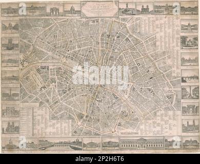 Nouveau plan de Paris (Map of Paris showing illustrations, streets ...