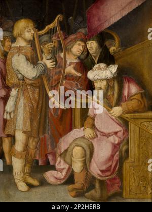 David playing on the harp for Saul, to calm his moods. I Samuel 16: 23 ...
