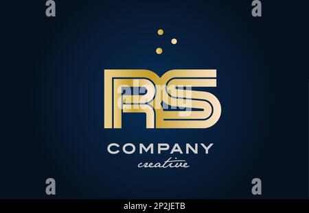 gold golden RS combination alphabet bold letter logo with dots. Joined ...