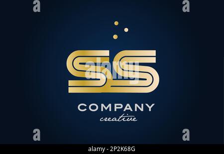 gold golden SS combination alphabet bold letter logo with dots. Joined ...