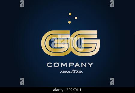 gold golden GG combination alphabet bold letter logo with dots. Joined ...
