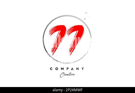 Modern Red 77 Number Design Vector Illustration. Numeral Vector Trendy ...