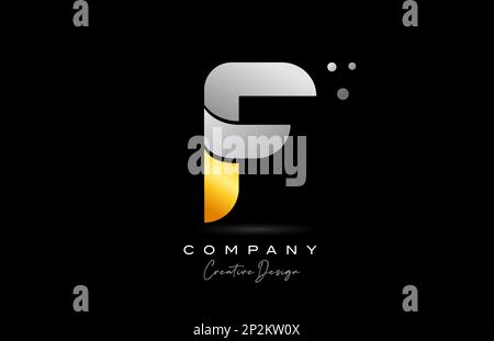G yellow golden alphabet letter logo icon design with grey color ...