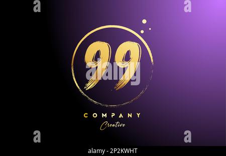 Number 99 9 logo design with golden circle and white leaves on branches ...