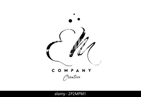 vintage EM alphabet letter logo icon combination design with dots ...