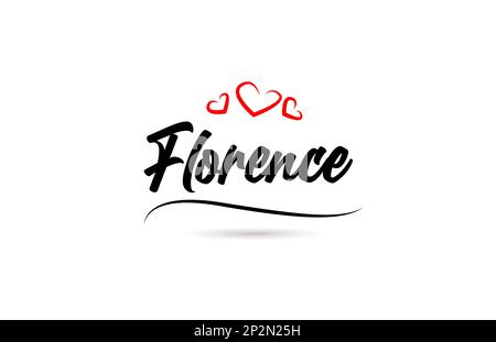florence city hand written text with red heart suitable for logo or ...