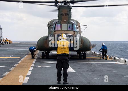 EAST CHINA SEA (Mar. 1, 2023) From left to right: The Japan Maritime ...