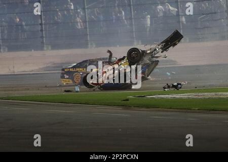Austin Dillon crashes into the catch fence during the NASCAR Coke Zero ...