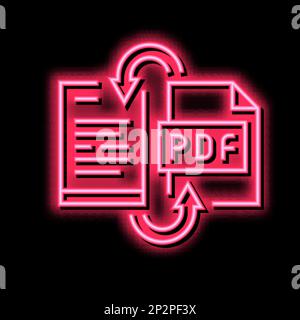convert photo to pdf file neon glow icon illustration Stock Vector ...