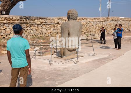 A rare statue of Bharata, brother of Bahubali, Chandragiri hill temple ...