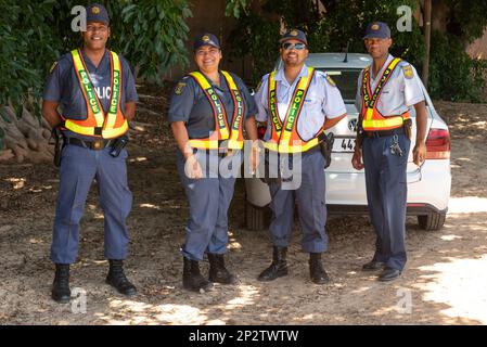 Armed South African police officers of the JMPD with riot shields Stock ...