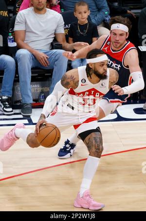 WASHINGTON, DC - MARCH 24: Toronto Raptors guard A.J. Lawson (0) starts ...