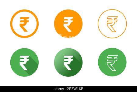 Indian Rupee currency symbol set, INR money icon isolated on white ...