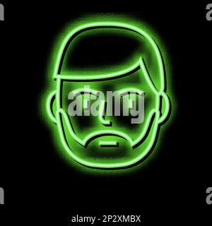 bearded man with shaved head neon glow icon illustration Stock Vector ...