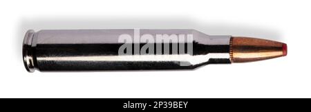 Red tipped self defense bullet on a 223 cartridge for use in an AR-15 ...