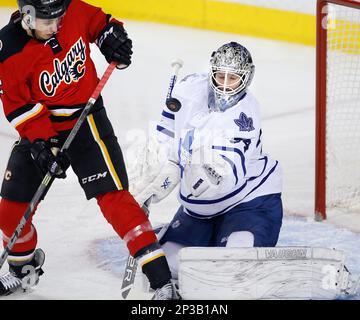 Toronto Maple Leafs goalie James Reimer (34) makes a save during the ...